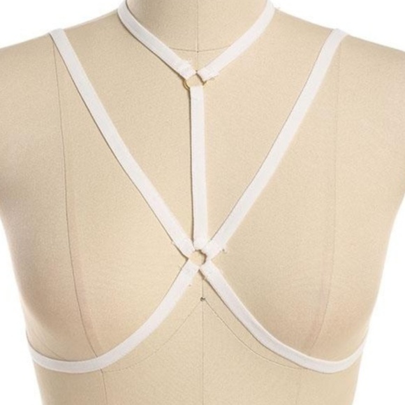 Intimates & Sleepwear | White Strappy Harness Bralette Cage Bra Os ...